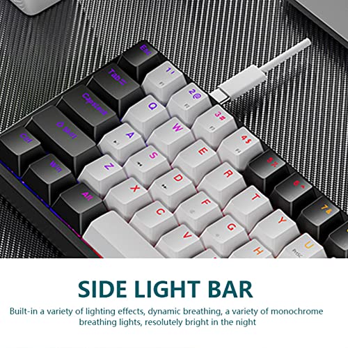 60% Wireless Mechanical Keyboard 61 Keys Mini Gaming Keyboard with Blue Switches for Computer Portable Light up Keyboard Desk Gaming Accessories Cool Stuff Gifts for Teenage Boys Men Women (White)