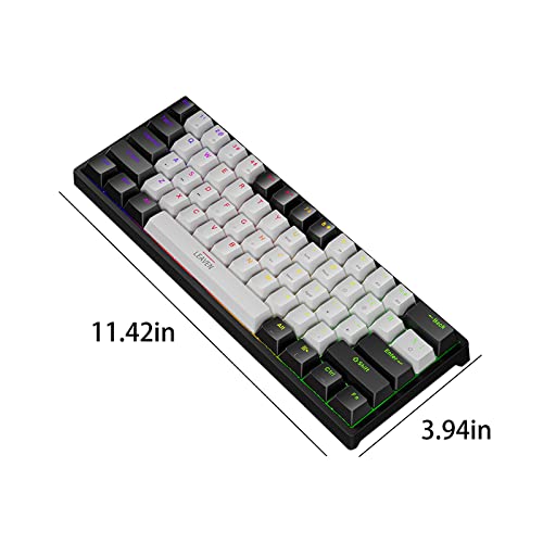 60% Wireless Mechanical Keyboard 61 Keys Mini Gaming Keyboard with Blue Switches for Computer Portable Light up Keyboard Desk Gaming Accessories Cool Stuff Gifts for Teenage Boys Men Women (White)