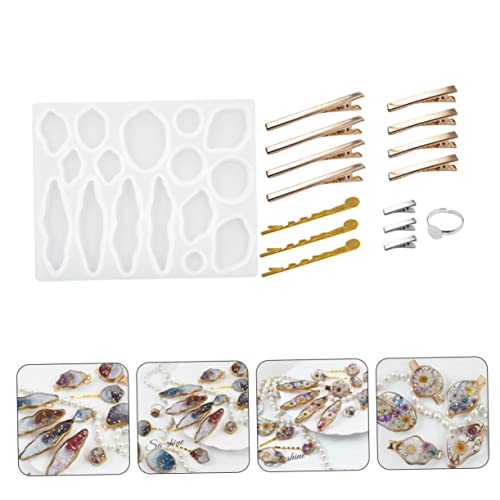 BETOOKY Resin Tray Mold 1 Set Crystal Hair Clips Jeweled Hair Clips Epoxy Hairpin Mold Hairpin Resin Molds Hairpin Maker Pendant Epoxy Resin Irregular Metal Cake Mold Tray Mold