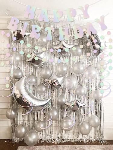 Older Wiser Hotter Happy Birthday Banner Party Decorations, Cute Iridescent Birthday Garland Birthday Girl Sash for Women 30th 40th 50th 60th 70th 80th Home Indoor Disco Photobooth Backdrop Decor