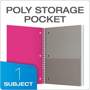 Oxford College Ruled Spiral Notebook 8.5 X 11 - Pack of 6 - College Ruled Paper - 1 Subject- Durable Plastic Cover -100 Sheets With Divider Pocket folder