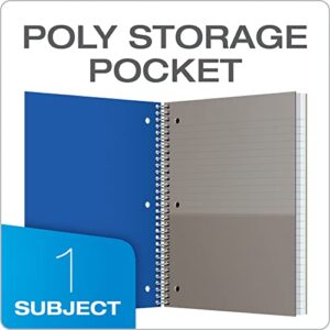 Oxford College Ruled Spiral Notebook 8.5 X 11 - Pack of 4 - College Ruled Paper - 1 Subject - Durable Plastic Cover -100 Sheets With Divider Pocket folder