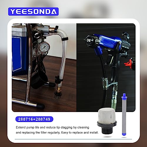 YESHINDA 288716 3/4" Inlet Suction Strainer and 288749 60mesh Airless Spray Gun Filter Combination Fit for Airless Paint Spray Guns