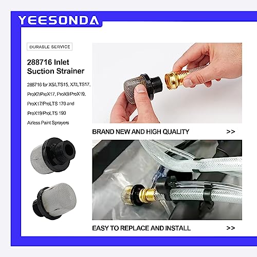 YESHINDA 288716 3/4" Inlet Suction Strainer and 288749 60mesh Airless Spray Gun Filter Combination Fit for Airless Paint Spray Guns