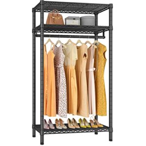 vipek v1s i1 wire garment rack heavy duty 3-tier clothes rack with hanging rod freestanding closet organizer for space-saving clothes storage in bedroom or laundry room, black