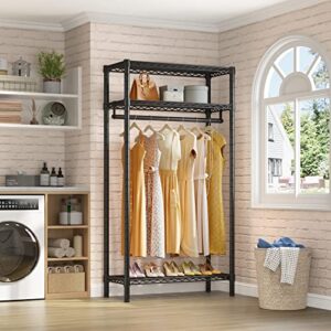 VIPEK V1S i1 Wire Garment Rack Heavy Duty 3-Tier Clothes Rack with Hanging Rod Freestanding Closet Organizer for Space-Saving Clothes Storage in Bedroom or Laundry Room, Black