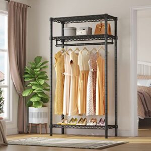 VIPEK V1S i1 Wire Garment Rack Heavy Duty 3-Tier Clothes Rack with Hanging Rod Freestanding Closet Organizer for Space-Saving Clothes Storage in Bedroom or Laundry Room, Black