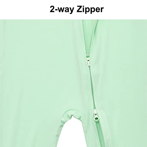 Baby Sleeveless Romper 2-Way Zipper Toddler Summer Jumpsuit Viscose Outfits Infant Footless Pajamas clothes(Green & Blue, 3-6m)