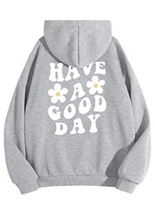 cioatin women’s y2k slogan letter graphic oversized aesthetic hoodie drop shoulder fleece hooded sweatshirt pullover light grey