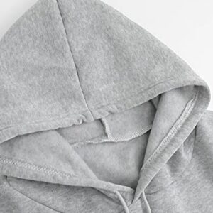 Cioatin Women’s Y2K Slogan Letter Graphic Oversized Aesthetic Hoodie Drop Shoulder Fleece Hooded Sweatshirt Pullover Light Grey