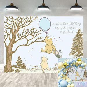 classic cartoon bear backdrop boys birthday party blue balloon pooh friend photograph backdrop cartoon bear birthday baby shower decoration background