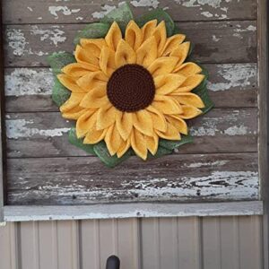 HWZQDJ Sunflower Wreath for Front Door Outside, Artificial Sunflower Garland Hanging Wall Decor Bee Festival Welcome Sign Decorations Rustic Garland Hangers