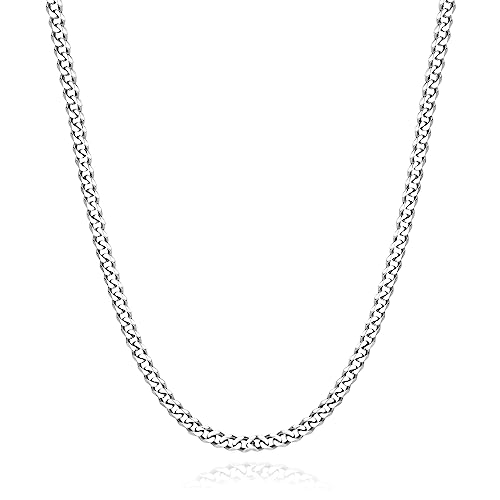 Matoa Mens Gifts - 5mm Silver Cuban Link Chain for Men - Mens Chain Necklaces - Stainless Steel Chain Necklaces for Men Women and Boys - Mens Chain 18, 20, 22, 24, 26, 28 Inch