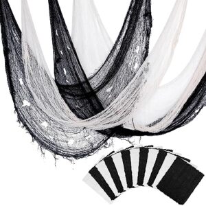 alpurple 12 pcs halloween creepy cloth- 30 x 72 inch scary spooky cloth creepy gauze- freaky loose weave creepy cloth fabric scary spooky for halloween party decoration (6 black + 6 white)