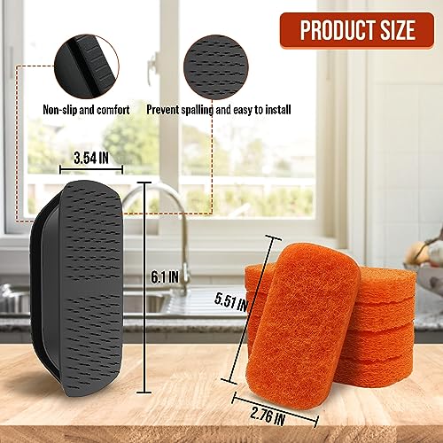 6-Piece Griddle Cleaning Kit for Blackstone, Flat Top Grill Cleaning Kit Non-Scratch Scouring Pads for Kitchen - 5 Scrubber Pads and 1 Handle