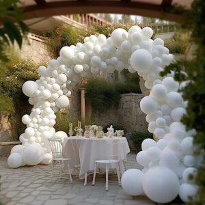 130PCS White Balloons Different Sizes 18" 12" 10" 5" Balloon Garland Arch Kit perfect for Birthday Party, Graduation, Baby Shower, Wedding, Holiday Decoration and Anniversary (White balloons)