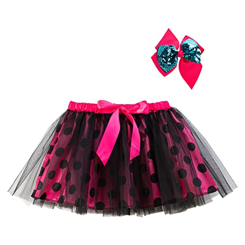 Running Short Pants for Baby Kids Girls Ballet Skirts Dress Party Dot Patchwork Colour Tulle Dance (Hot Pink, 2-4 Years)