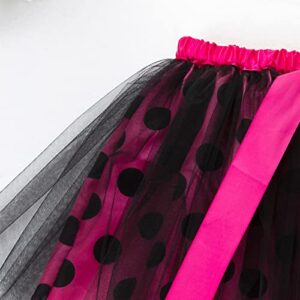 Running Short Pants for Baby Kids Girls Ballet Skirts Dress Party Dot Patchwork Colour Tulle Dance (Hot Pink, 2-4 Years)