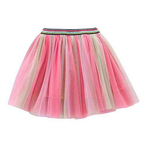 Cartoon Short Pants for 2 to10 Years Baby Kids Girls Ballet Tie Dye Skirts Dress Party Rainbow (Hot Pink, 2-3 Years)