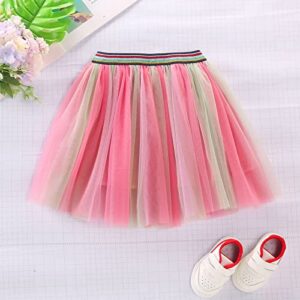 Cartoon Short Pants for 2 to10 Years Baby Kids Girls Ballet Tie Dye Skirts Dress Party Rainbow (Hot Pink, 2-3 Years)