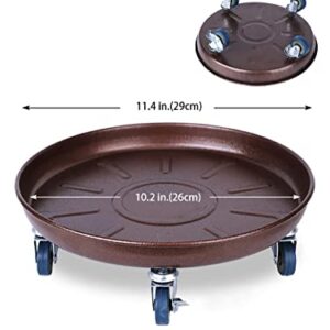 MYBAQ,Plant Tray with Wheels,Plant Caddy with Wheels Heavy Duty,Plant Rollers for Outdoor Plants,Plant Caddy,Plant Roller Base,Brown,Suitable for Homes, Gardens and Public Spaces