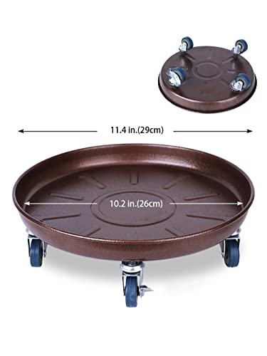 MYBAQ,Plant Tray with Wheels,Plant Caddy with Wheels Heavy Duty,Plant Rollers for Outdoor Plants,Plant Caddy,Plant Roller Base,Brown,Suitable for Homes, Gardens and Public Spaces