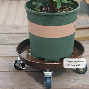 MYBAQ,Plant Tray with Wheels,Plant Caddy with Wheels Heavy Duty,Plant Rollers for Outdoor Plants,Plant Caddy,Plant Roller Base,Brown,Suitable for Homes, Gardens and Public Spaces