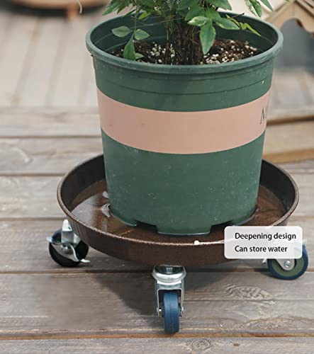 MYBAQ,Plant Tray with Wheels,Plant Caddy with Wheels Heavy Duty,Plant Rollers for Outdoor Plants,Plant Caddy,Plant Roller Base,Brown,Suitable for Homes, Gardens and Public Spaces