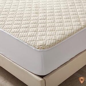 Luxury Quilted Waterproof Organic Mattress Pad Protector California King 100% Organic Cotton Hypoallergenic Breathable Mattress Pad Cover - Premium 380 GSM Comfort - Fitted Allergy Shield