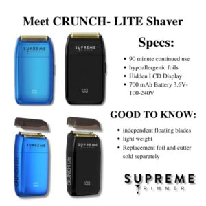 SUPREME TRIMMER Foil Shaver STF600 | Men's Electric Razor for Men (60 Min Runtime) Mens Head Shaver Barber use | Crunch Lite Black