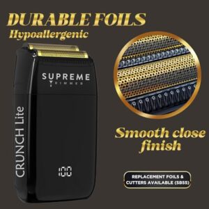 SUPREME TRIMMER Foil Shaver STF600 | Men's Electric Razor for Men (60 Min Runtime) Mens Head Shaver Barber use | Crunch Lite Black