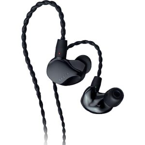 razer moray in-ear monitor for streaming: hybrid dual driver acoustic design - ergonomic low profile shape - passive noice isolation - braided over-ear wires - custom ear tips & carrying case - black