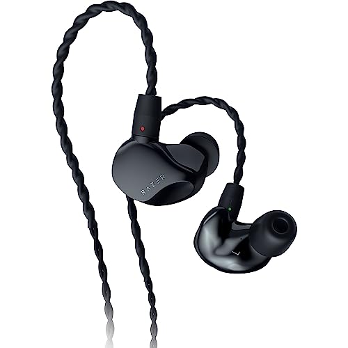 Razer Moray in-Ear Monitor for Streaming: Hybrid Dual Driver Acoustic Design - Ergonomic Low Profile Shape - Passive Noice Isolation - Braided Over-Ear Wires - Custom Ear Tips & Carrying Case - Black