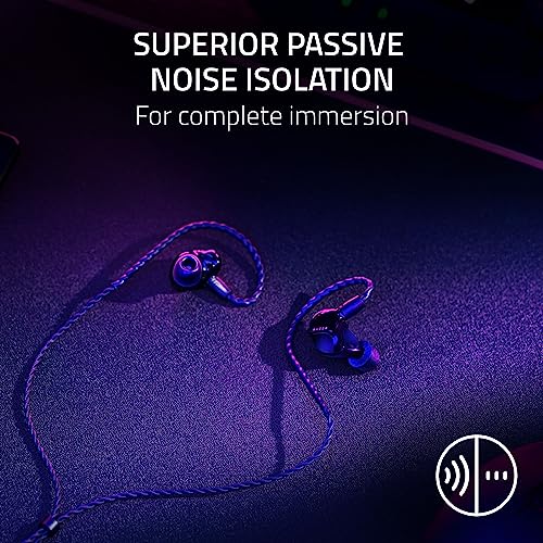 Razer Moray in-Ear Monitor for Streaming: Hybrid Dual Driver Acoustic Design - Ergonomic Low Profile Shape - Passive Noice Isolation - Braided Over-Ear Wires - Custom Ear Tips & Carrying Case - Black