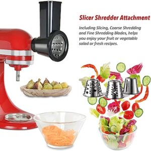 Updated Slicer/Shredder Attachments for KitchenAid Stand Mixers, Food Slicers Vegetable Slicer Attachment for Kitchenaid, Cheese Grater Attachment for KitchenAid with 3 Blades Dishwasher Safe