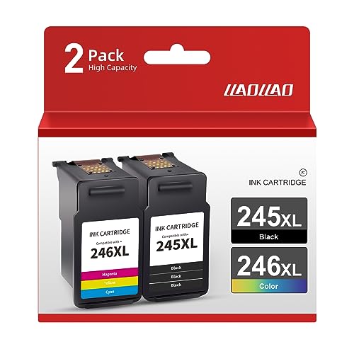 LLAOLLAO 245XL 246XL Combo Pack Replacement for Canon Ink Cartridges 245 and 246 PG-245 XL CL-246 for Pixma MX490 MX492 TR4520 MG2522 TS3322 TS202 TR4522 MG2920 Printer (1 Black, 1 Color)