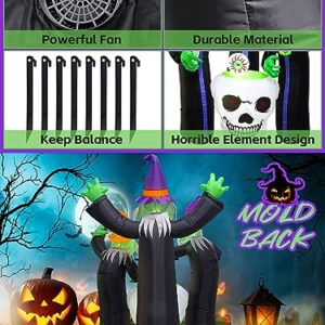 Lanstics Halloween Inflatable Outdoor, 6.2FT Witch Inflatable Yard Decoration 3 Witch Around Cauldron with LED Light Green Eye Skull Halloween Blow Up Decoration for Lawn Party Home Decor…