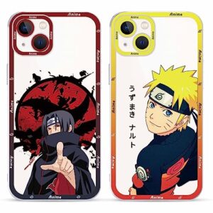 2 pack japanese anime case for iphone 13 mini clear case 5.4", cool manga cute pattern design, cartoon character cases for men boys women girls kids, soft tpu funda for iphone13 mini, transparent