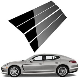 aclong pillar posts door window trim glossy black stainless steel pillar posts molding trim compatible with porsche panamera 2009-2016, anti scratch stickers door pillar moldings cover set -set of 4