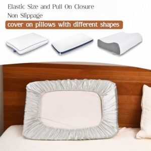 Yanideer Satin Pillowcase for Hair & Skin Travel Elastic Band Cooling Satin Pillowcases - Satin Pillow Case Cover Pillow Cases Standard Size Queen, Grey