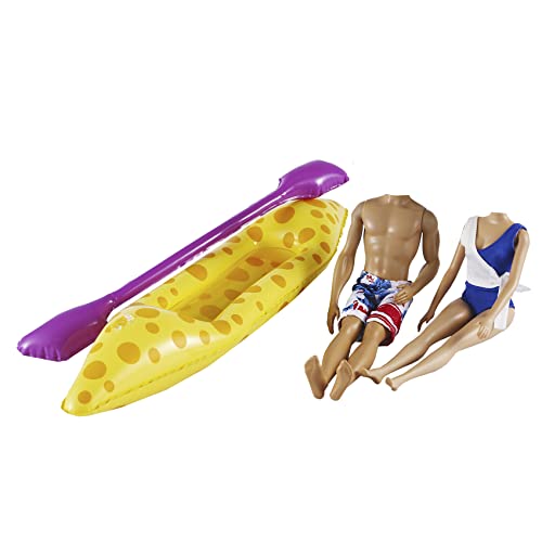 E-TING Beach Bikini Swimsuit Swimtrunk with Toy Boat Ship Kayak Accessories for 11.5-inches Girl Doll and 12-inches Boy Doll