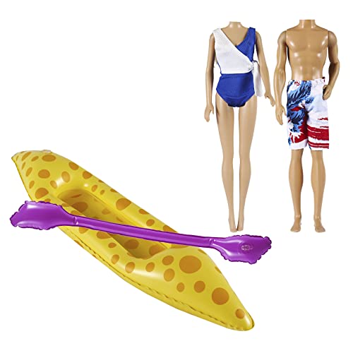 E-TING Beach Bikini Swimsuit Swimtrunk with Toy Boat Ship Kayak Accessories for 11.5-inches Girl Doll and 12-inches Boy Doll