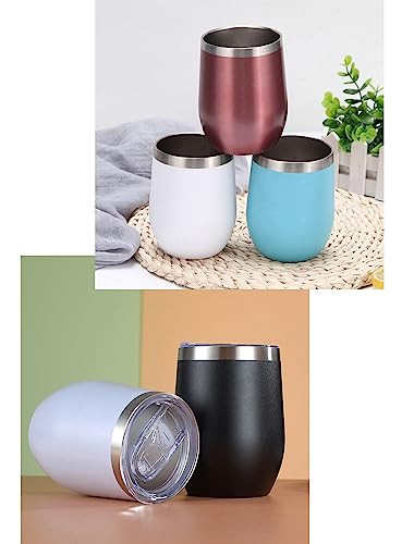 Insulated Coffee Mug with Lid, Double Wall Stainless Steel Vacuum Insulated Wine Tumbler Cup, Travel Coffee Cup Thermal Cup for Home and Office(Rose Gold,12oz)