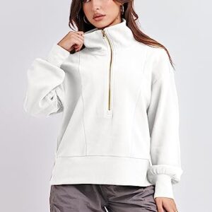 ANRABESS Women Sweatshirt Oversized Half Zip Hoodies Long Sleeve Cropped Fleece Comfy Quarter Zip Pullover Shirt Casual Ribbed Knit Sweater 2023 Fall Outfits Preppy Clothes Fashion Trendy 1050baise-S