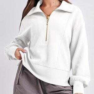 ANRABESS Women Sweatshirt Oversized Half Zip Hoodies Long Sleeve Cropped Fleece Comfy Quarter Zip Pullover Shirt Casual Ribbed Knit Sweater 2023 Fall Outfits Preppy Clothes Fashion Trendy 1050baise-S