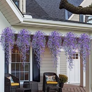 Artificial Hanging Plants 4 Pcs Large Faux Hanging Plant Outdoor Hanging Vine Faux Plant Wall Hanging Plants Artificial Decor Home Garden Yard(Purple)