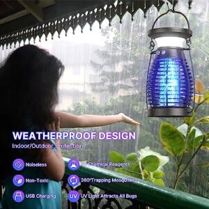 Bug Zapper Outdoor Indoor, Rechargeable Mosquito Zapper Waterproof, Electric Insect Fly Zapper with Reading Lamp, Insect Killer Lamp Can Attract Gnats, Mosquitoes, Flies, Moths