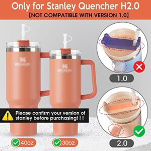 Winceed 9pcs Silicone Spill Stopper Set for Stanley Quencher H2.0 Flowstate Tumbler 40oz 30oz, Accessories for Stanley Cup with Straw Cover Cap, Square Spill Stopper, Round Leak Proof Stopper