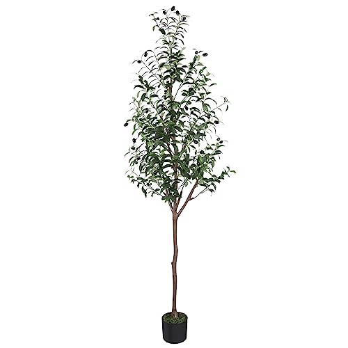 Innoasis Artificial Olive Tree 6FT Tall Large Faux Plants Olive Silk Tree with Branches and Fruits in Pot Fake Trees Indoor Outdoor Decor for Home Office Living Room Floor