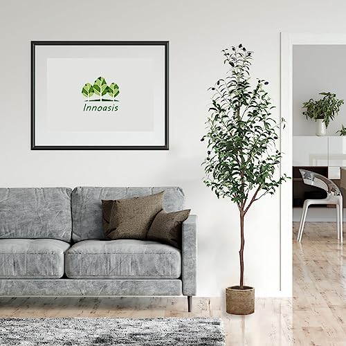 Innoasis Artificial Olive Tree 6FT Tall Large Faux Plants Olive Silk Tree with Branches and Fruits in Pot Fake Trees Indoor Outdoor Decor for Home Office Living Room Floor